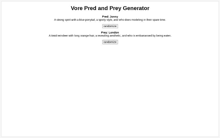 Vore Pred and Prey Generator