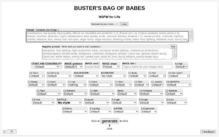 BUSTER'S BAG OF BABES ― Perchance Generator
