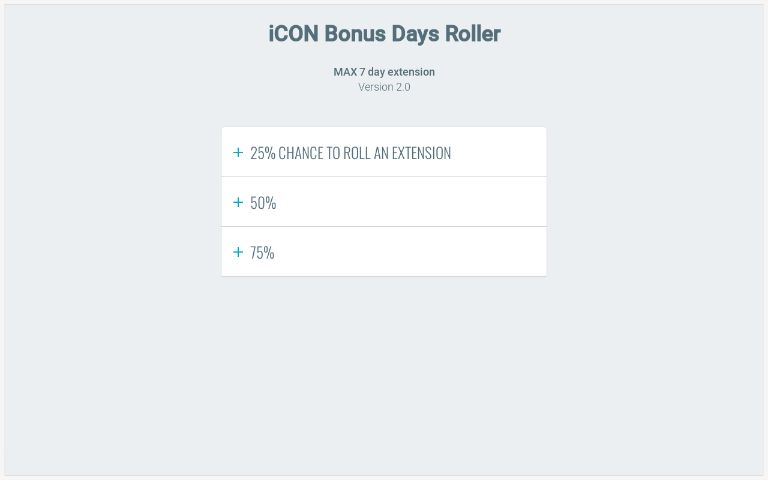 iCON Bonus Days Roller ― Perchance Generator