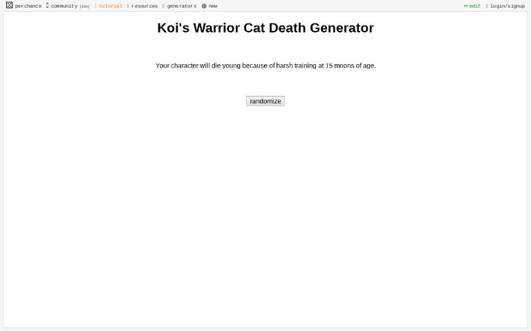 Koi's Warrior Cat Death Generator