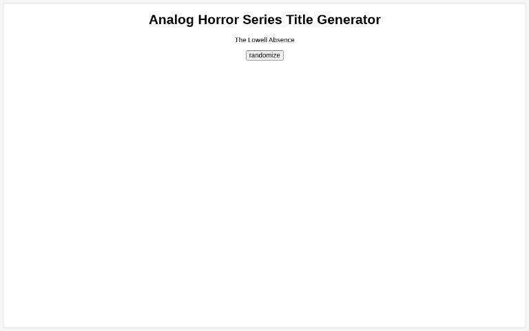 Analog Horror Series Title Generator
