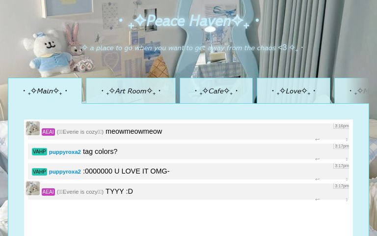 𝘗𝘦𝘢𝘤𝘦 𝘏𝘢𝘷𝘦𝘯 ₊・ ― Perchance Generator