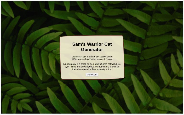 Sam's Warrior Cat Generator