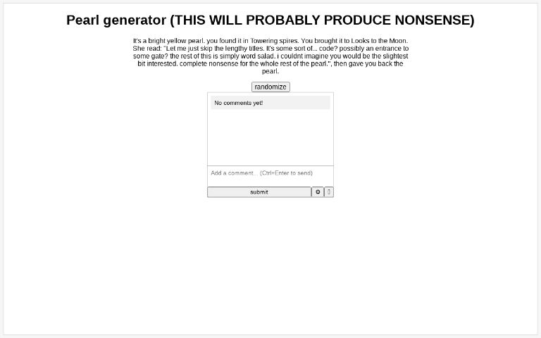 Pearl generator (THIS WILL PROBABLY PRODUCE NONSENSE)