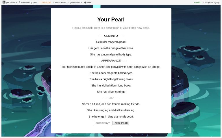 Your Pearl ― Perchance Generator