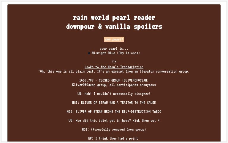 rain world pearl reader downpour & vanilla spoilers ― Perchance Generator