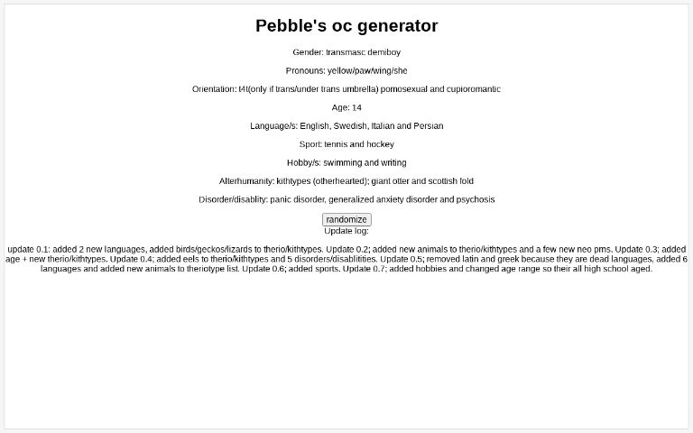 Pebble's oc generator