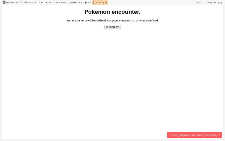 Pokemon encounter. ― Perchance Generator