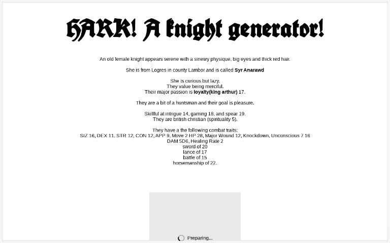 HARK! A knight generator!