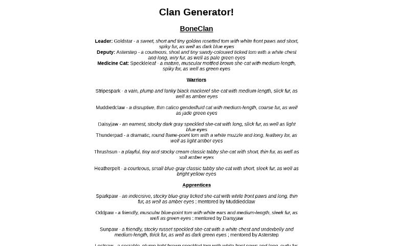 Clan Generator!