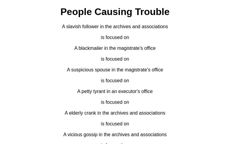 People Causing Trouble ― Perchance Generator