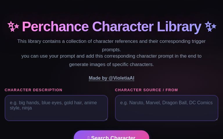 Perchance Character Library ― Perchance Generator
