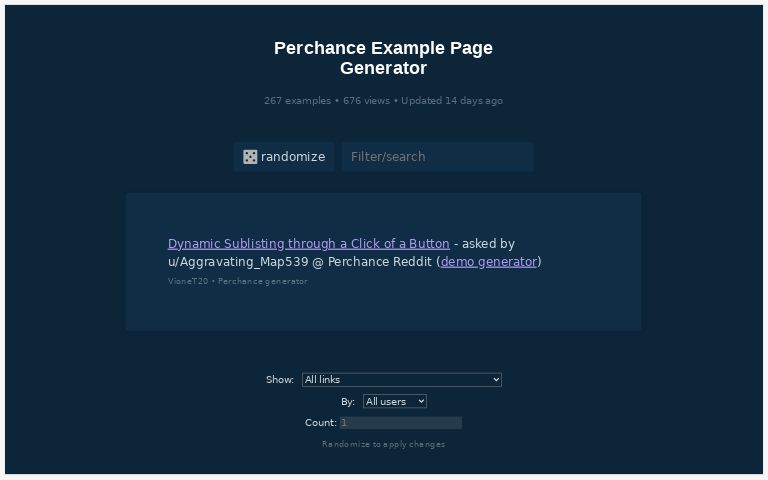Perchance Example Page Generator