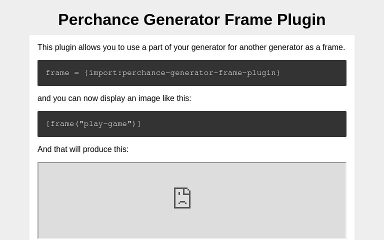 ︎ Perchance Generator Frame Plugin ︎