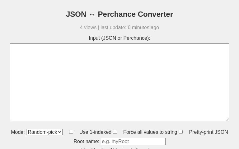 JSON ↔ Perchance Converter ― Perchance Generator