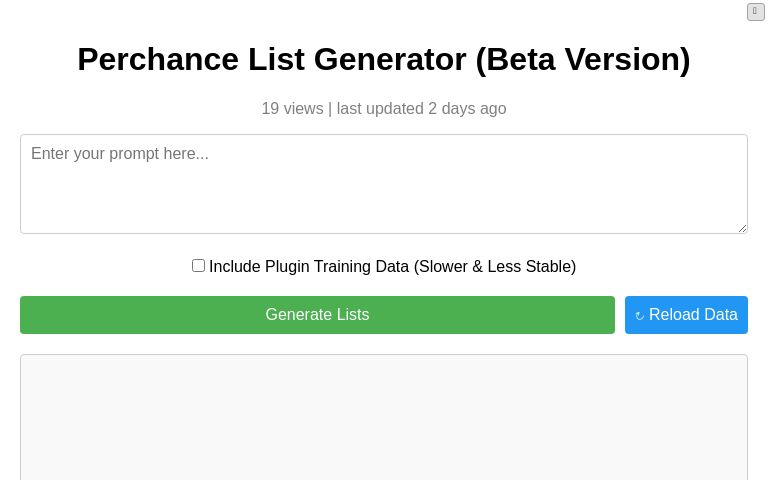 💻 AI Perchance List Generator 👩‍💻
