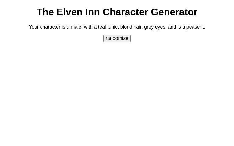 The Elven Inn Character Generator