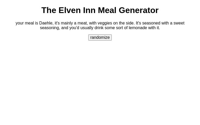 The Elven Inn Meal Generator