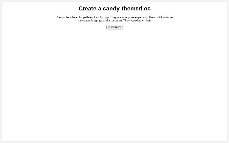 Create a candy-themed oc ― Perchance Generator