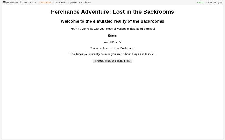 Perchance Adventure: Lost in the Backrooms ― Perchance Generator