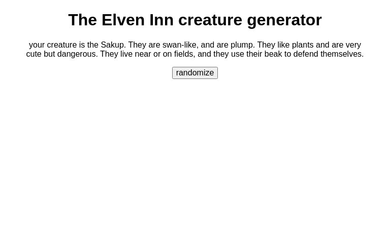 The Elven Inn creature generator