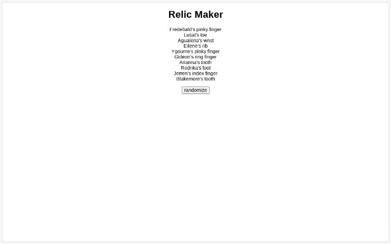 Relic Maker ― Perchance Generator