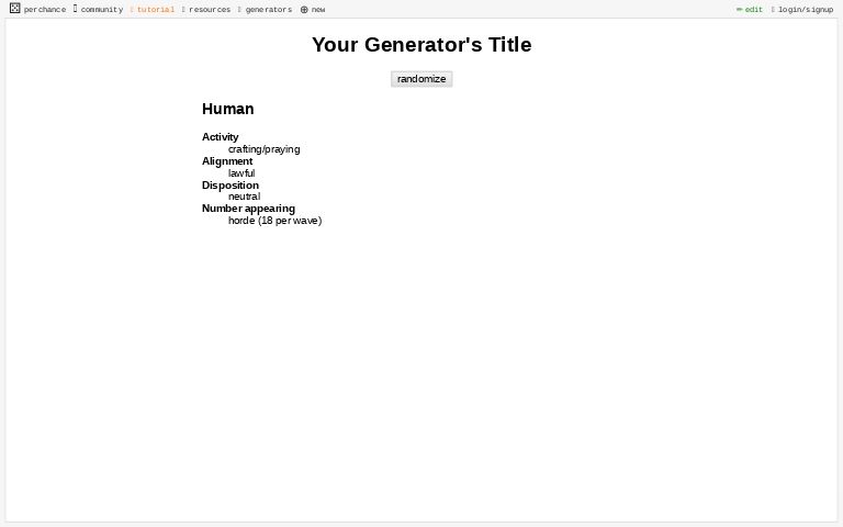 Perilous Wilds Creature ― Perchance Generator