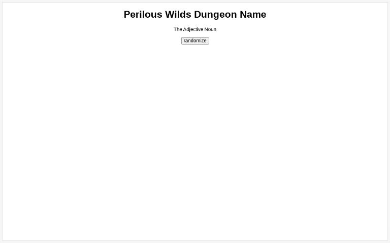 Perilous Wilds Dungeon Name ― Perchance Generator