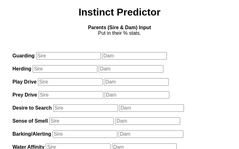 Instinct Predictor ― Perchance Generator