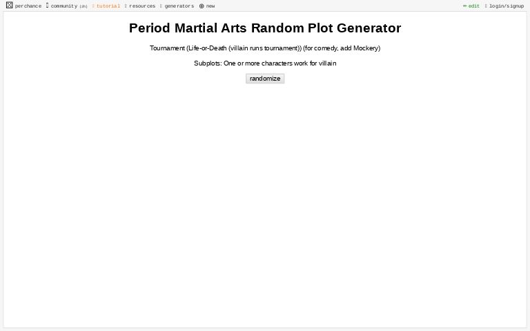 Period Martial Arts Random Plot Generator