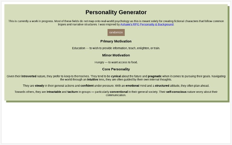 Personality Generator