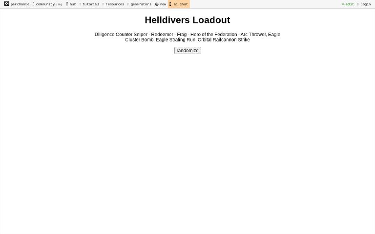 Helldivers Loadout ― Perchance Generator