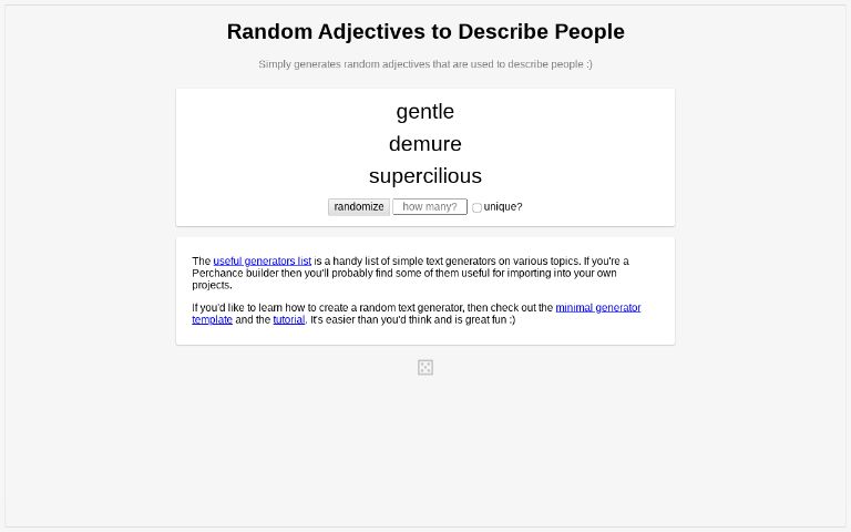 Random Adjectives to Describe People ― Perchance Generator