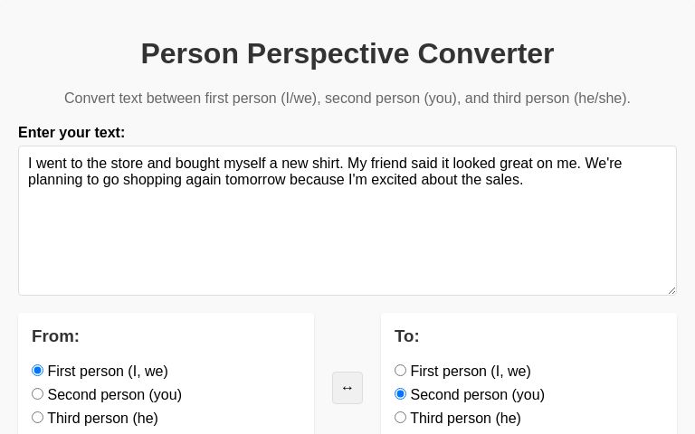 Person Perspective Converter ― Perchance Generator