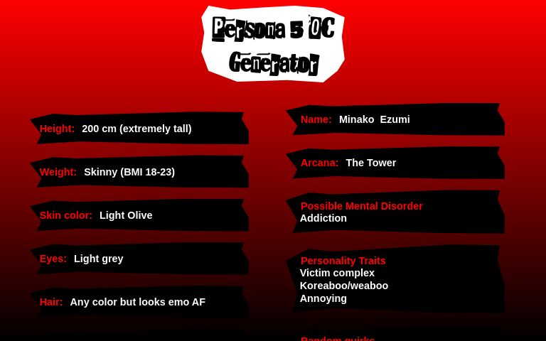 Persona 5 OC Generator