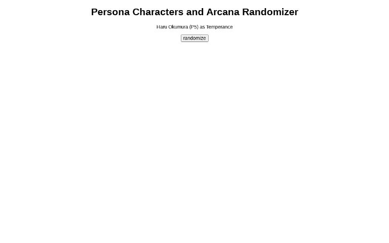 Persona Characters and Arcana Randomizer ― Perchance Generator