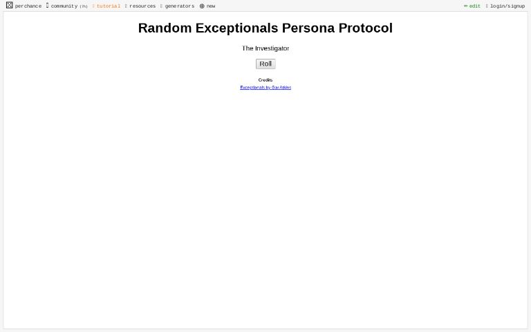 Random Exceptionals Persona Protocol ― Perchance Generator