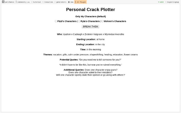 Personal Crack Plotter ― Perchance Generator