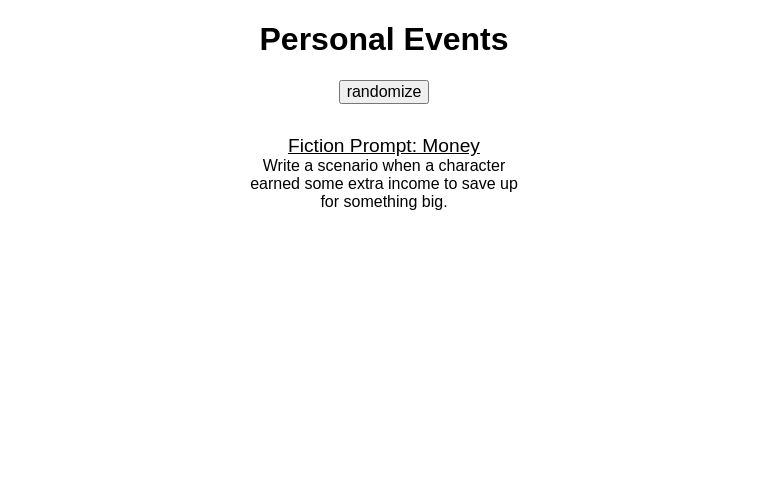 Personal Events ― Perchance Generator