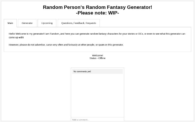 Random Person's Random Fantasy Generator! -Please note: WIP-