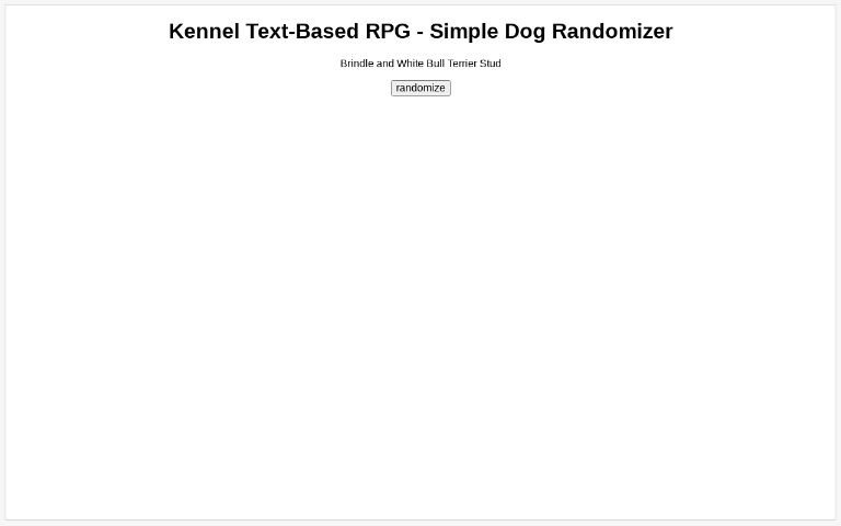Kennel Text-Based RPG - Simple Dog Randomizer ― Perchance Generator