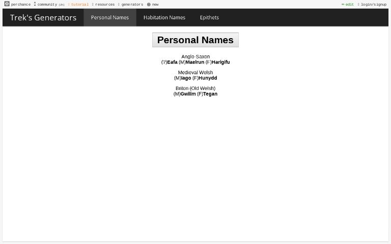 Personal Names ― Perchance Generator
