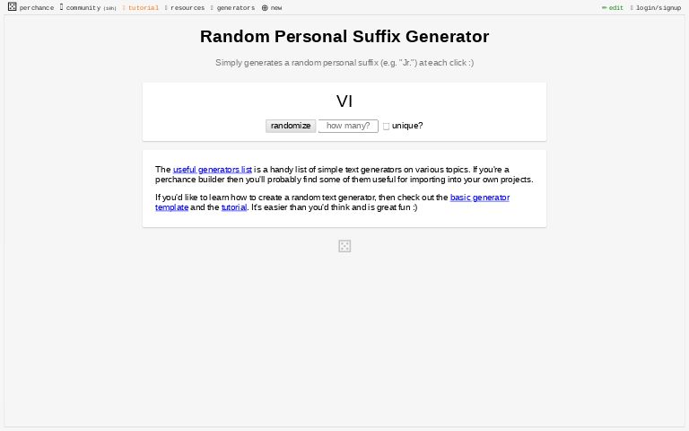 Random Personal Suffix Generator