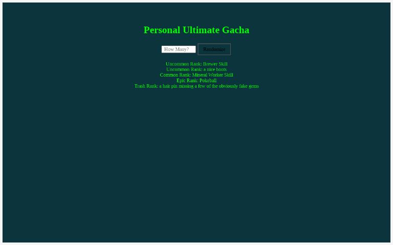 Personal Ultimate Gacha ― Perchance Generator