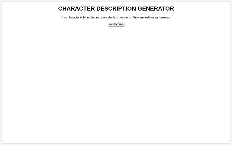 CHARACTER DESCRIPTION GENERATOR
