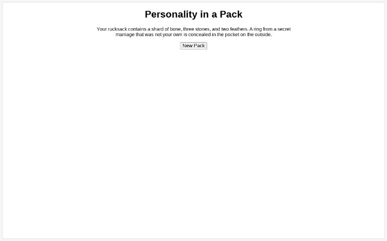 Personality in a Pack ― Perchance Generator