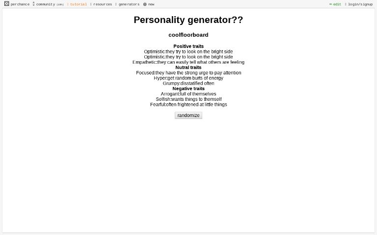Personality generator??