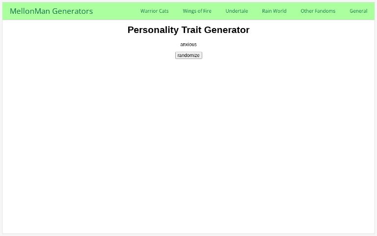 Personality Trait Generator