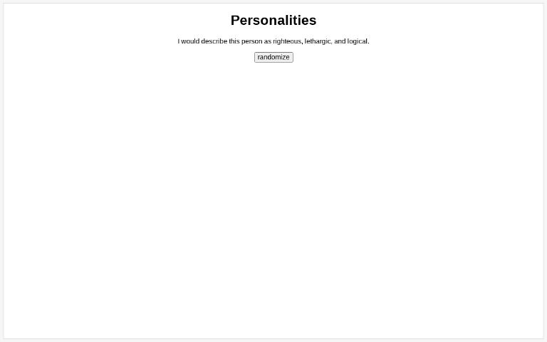 Personalities ― Perchance Generator