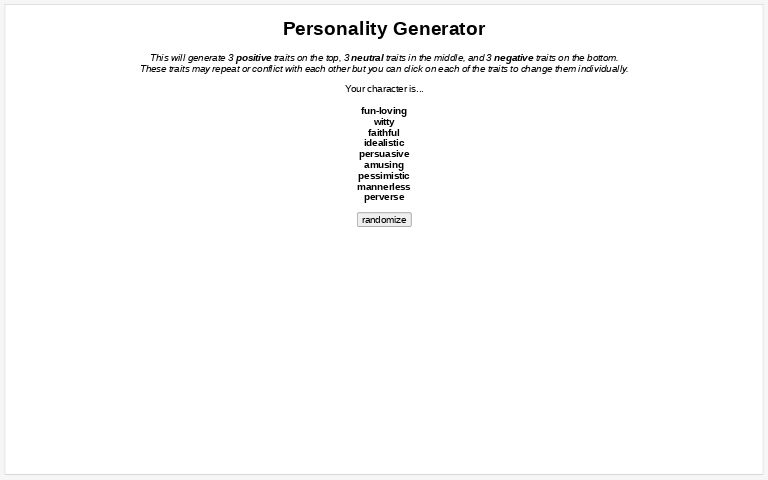 Personality Generator